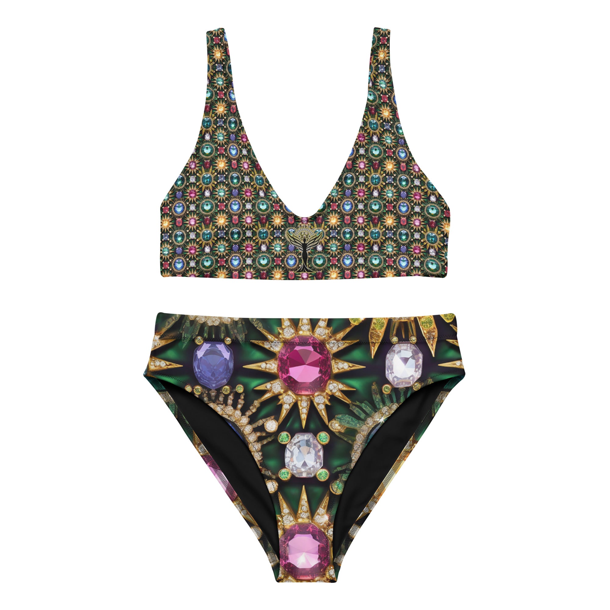 RAJ ROYAL THRONE TOSSED GEM Recycled High-Waisted Bikini Black Colorwa ...